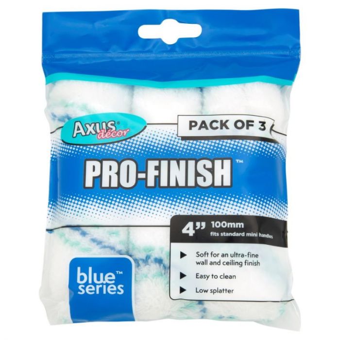 Axus Blue Series Pro-Finish Mini Roller 3 Pack | Decorating Centre Online
