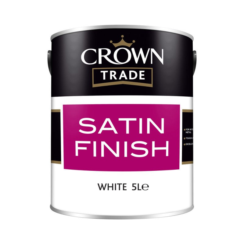 Crown Trade Satin Paint - White | Decorating Centre Online