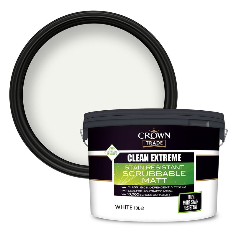 Crown Trade Clean Extreme Scrubbable Matt - White – Decorating Centre ...