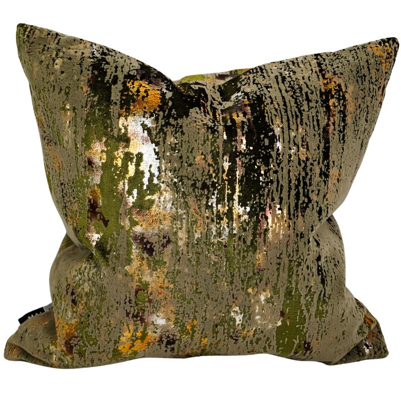 Malini Torcello Olive Metallic Cushion | Decorating Centre Online