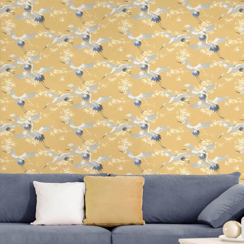 Crown Flying Cranes Printed Wallpaper | Decorating Centre Online