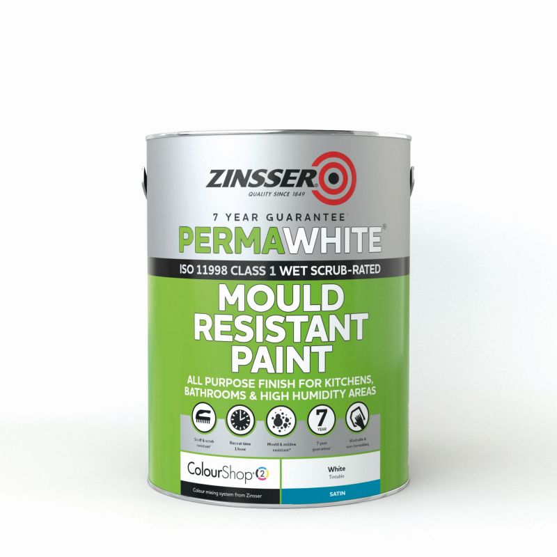 Zinsser Perma-White - Satin | Anti Mould Paint – Decorating Centre Online