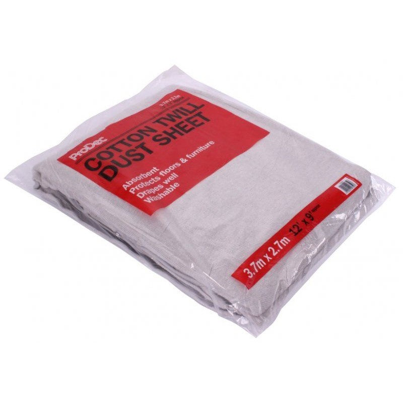ProDec Cotton Twill Dust Sheet 12' x 9' | DCO – Decorating Centre Online